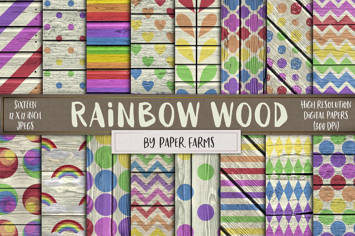 Rustic rainbow backgrounds, a Pattern Graphic by Paper Farms | Creative ...