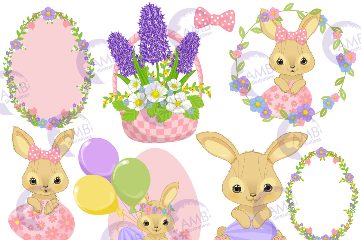 Easter Bunnies clipart AMB-2721, an Illustration by AMBillustrations