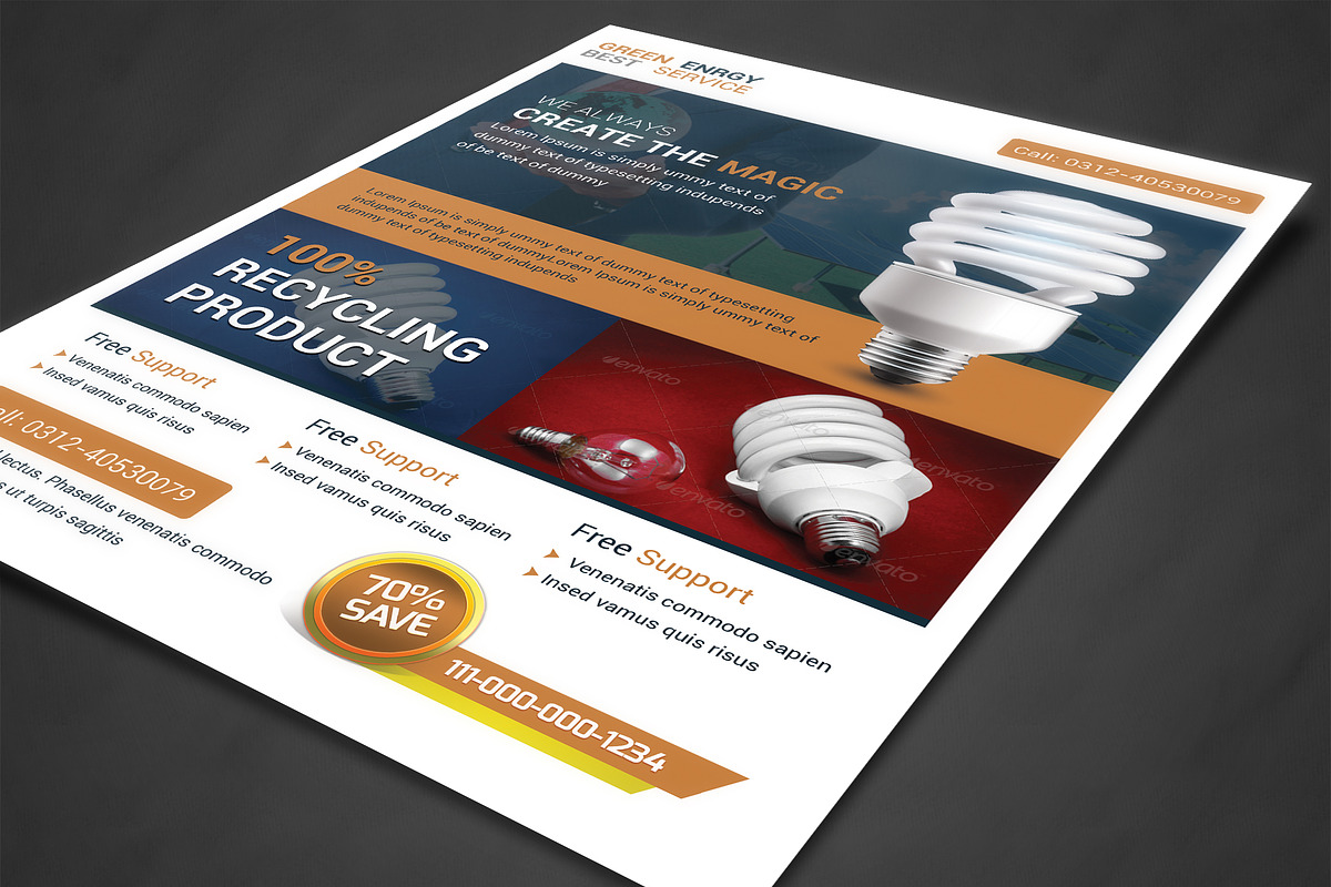 Green Energy Save Flyer Template, a Flyer Template by AfzaalGraphics