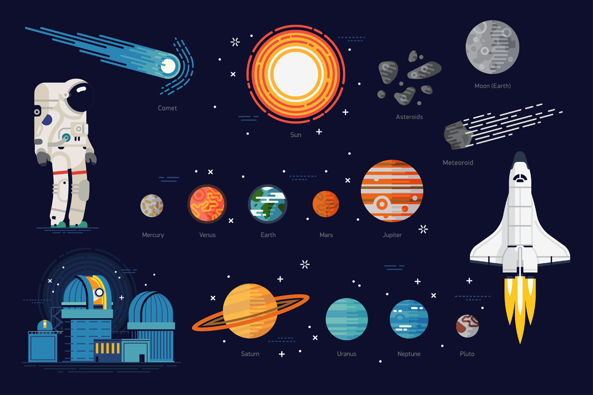 Space Exploration Set + Pattern, a Graphic by Masha Tace