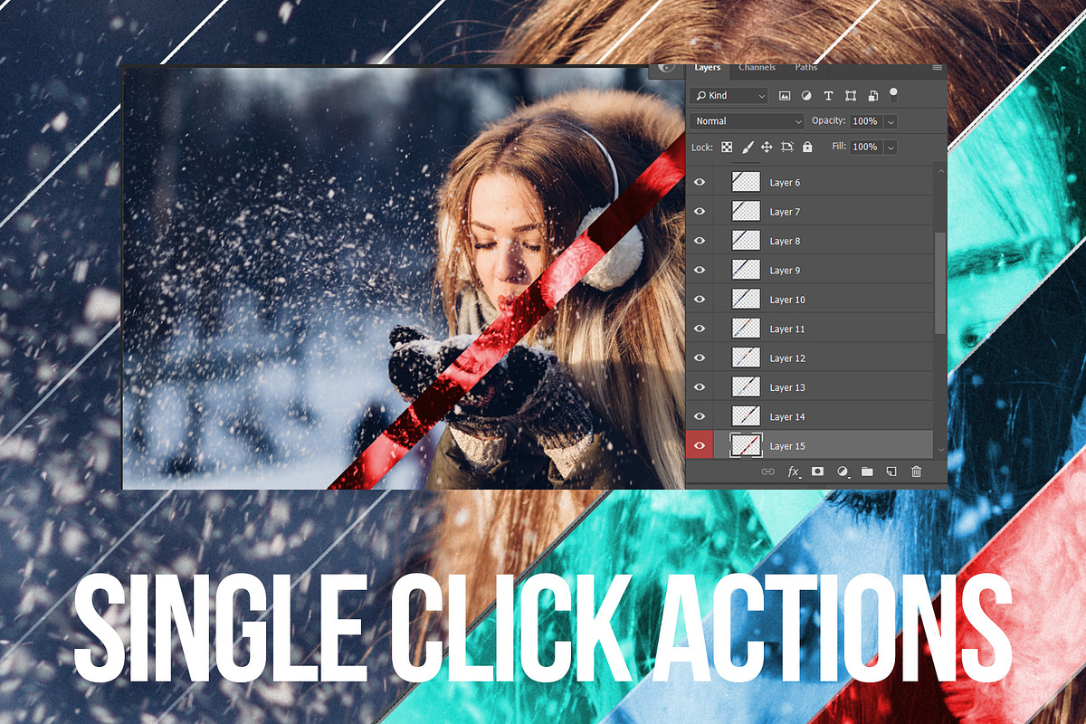 Diagonal Cut Actions for Photoshop, an Action Add-On by Creative Graphics