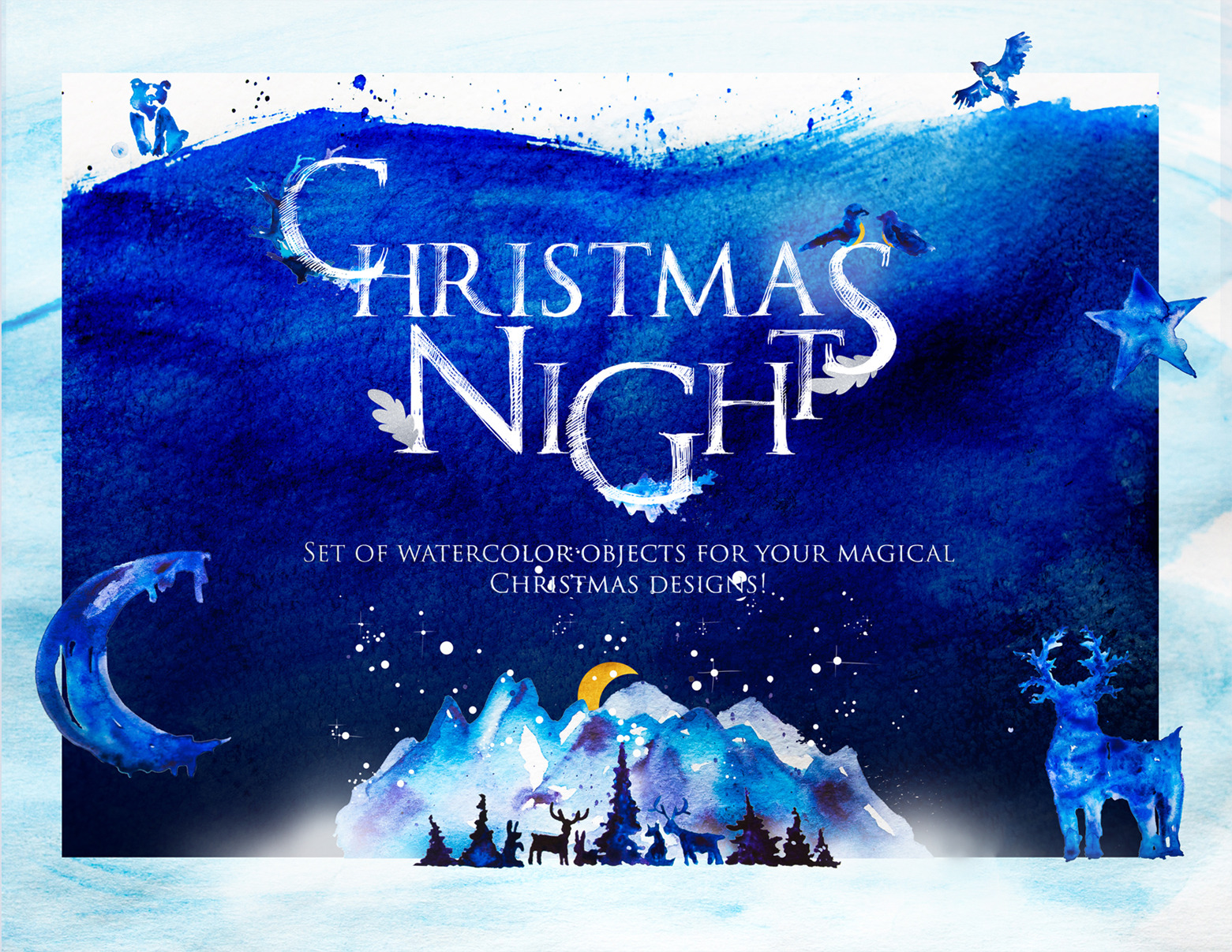 Christmas Night in Forest-WinterSet, an Object Graphic by Graphics ...