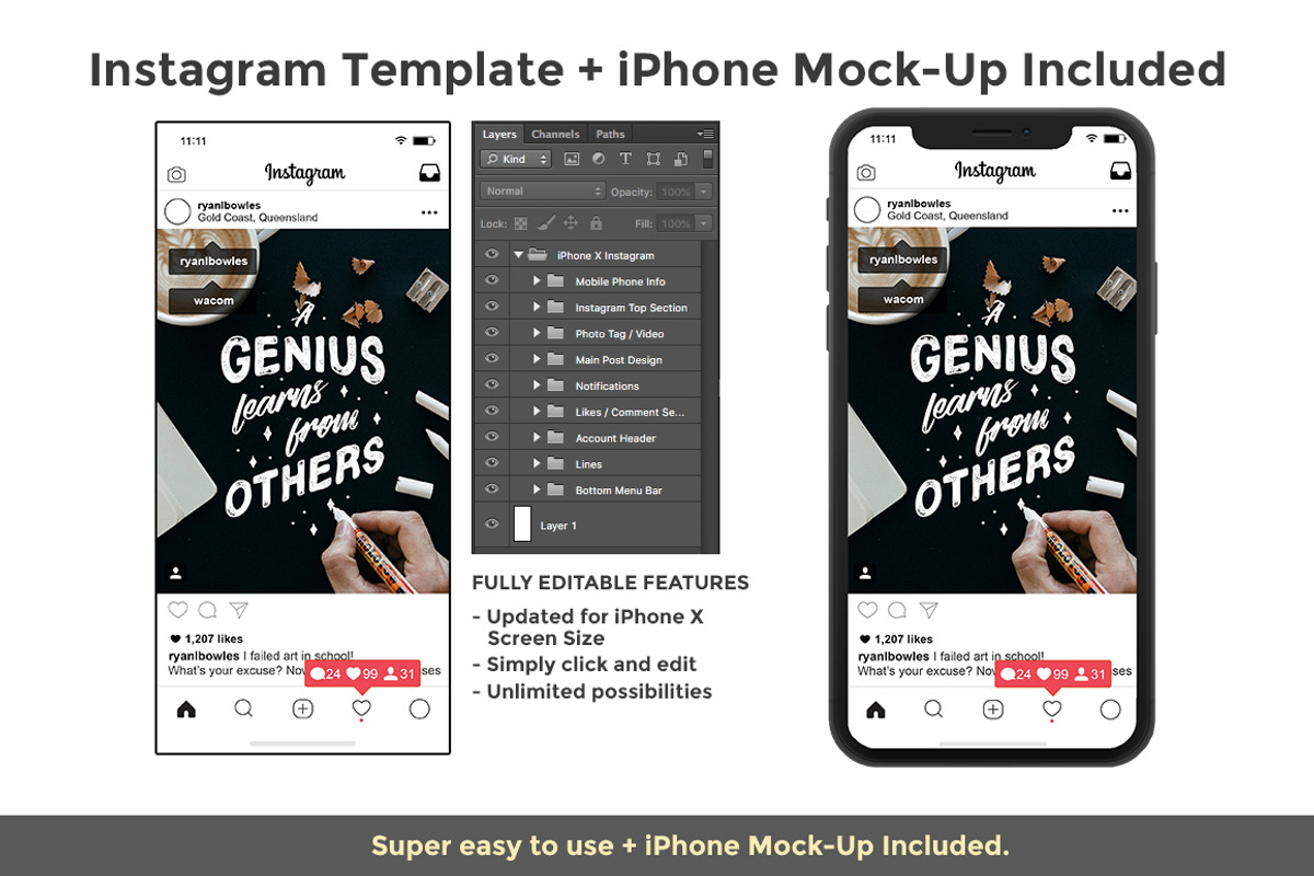 Instagram Template & iPhone X Mock, a Social Media Template by ...