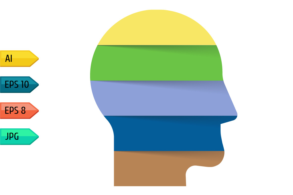 Human face infographic - 5 steps., a Product Mockup by julia_musdotter