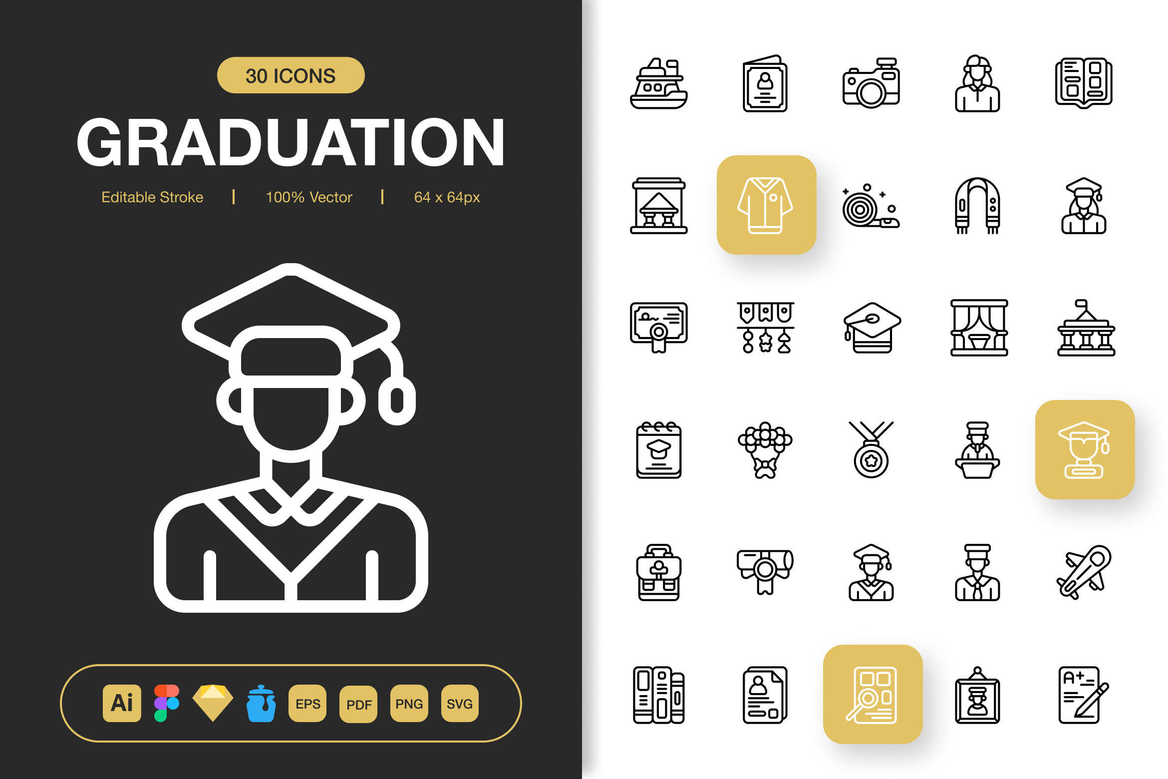 Graduation Icons, an Outline Icon by Spacepixel Creative | Creative Market