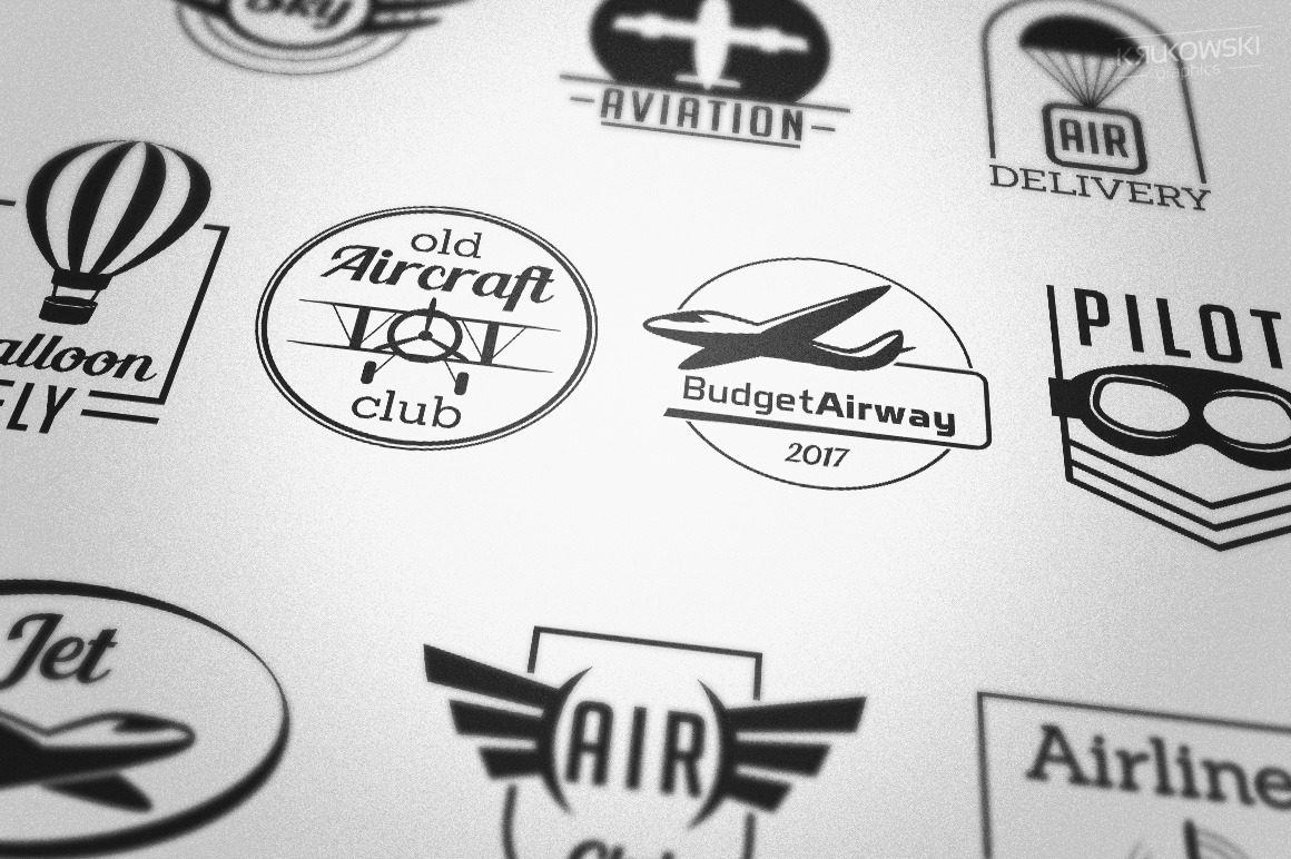 Aviation Badges Logos, a Branding & Logo Template by Krukowski Graphics