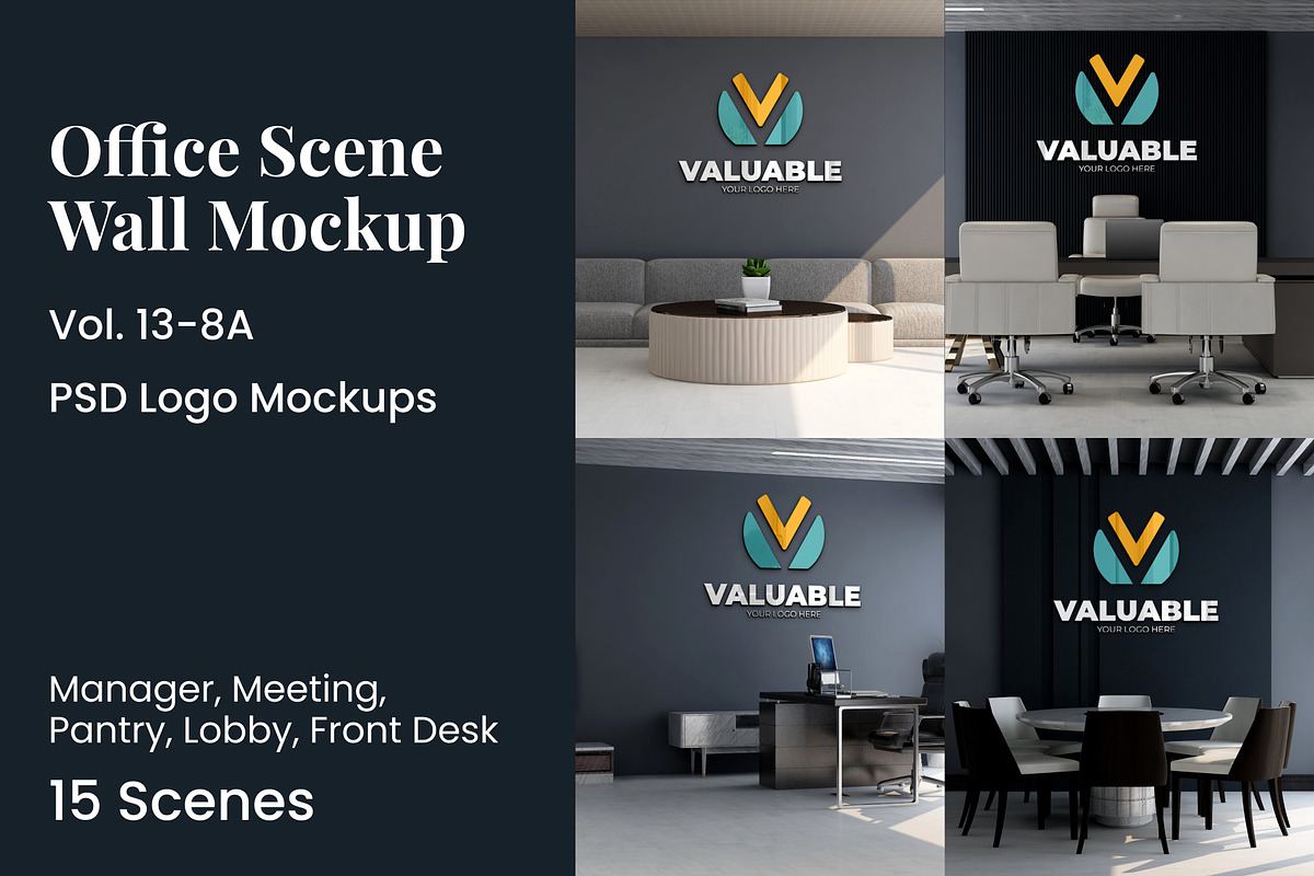 Gray Office Set Wall Logo Mockup | Creative Market