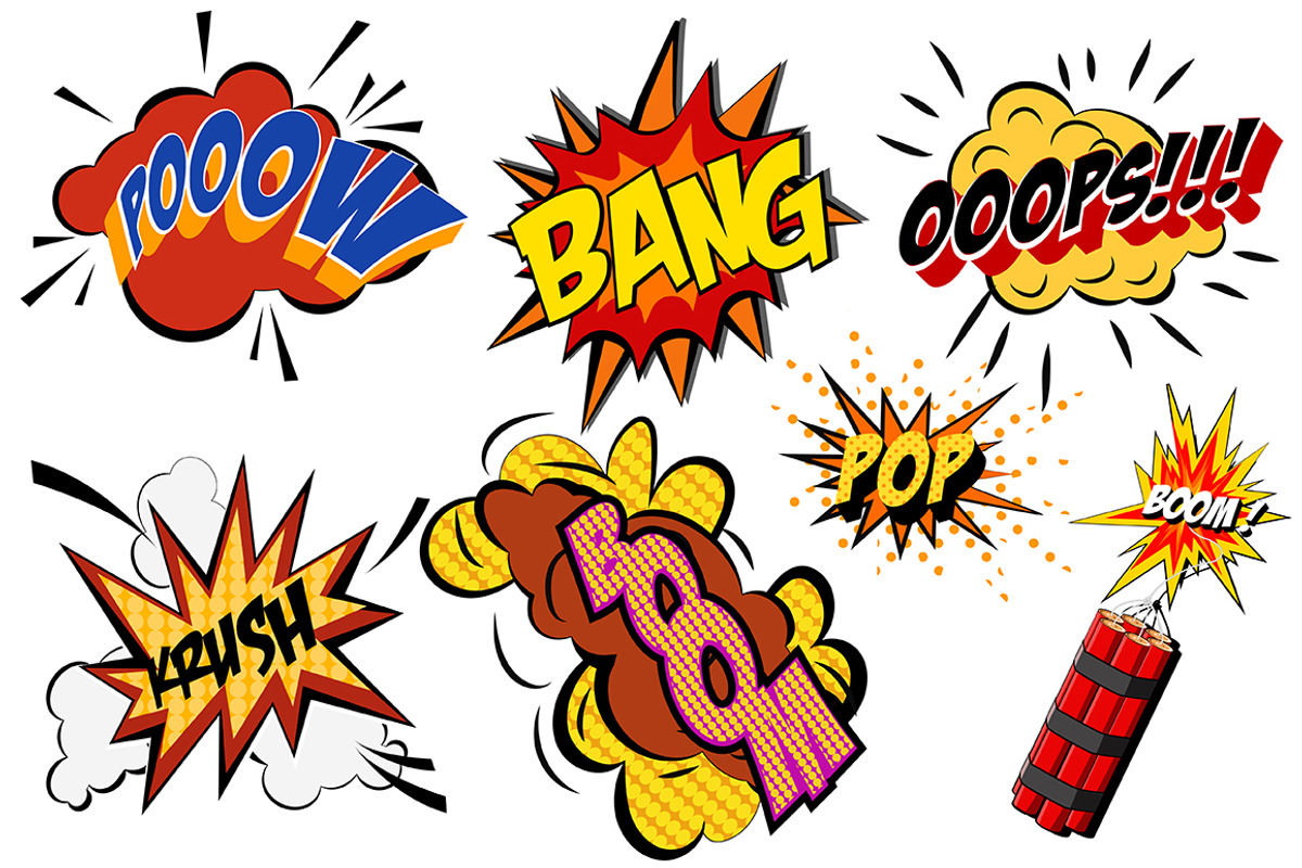 Comics pop art signs set_Vol.1, an Illustration by redstudio