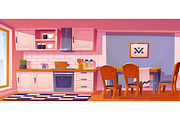Cartoon kitchen interior with table, an Object Graphic by art PVP - market