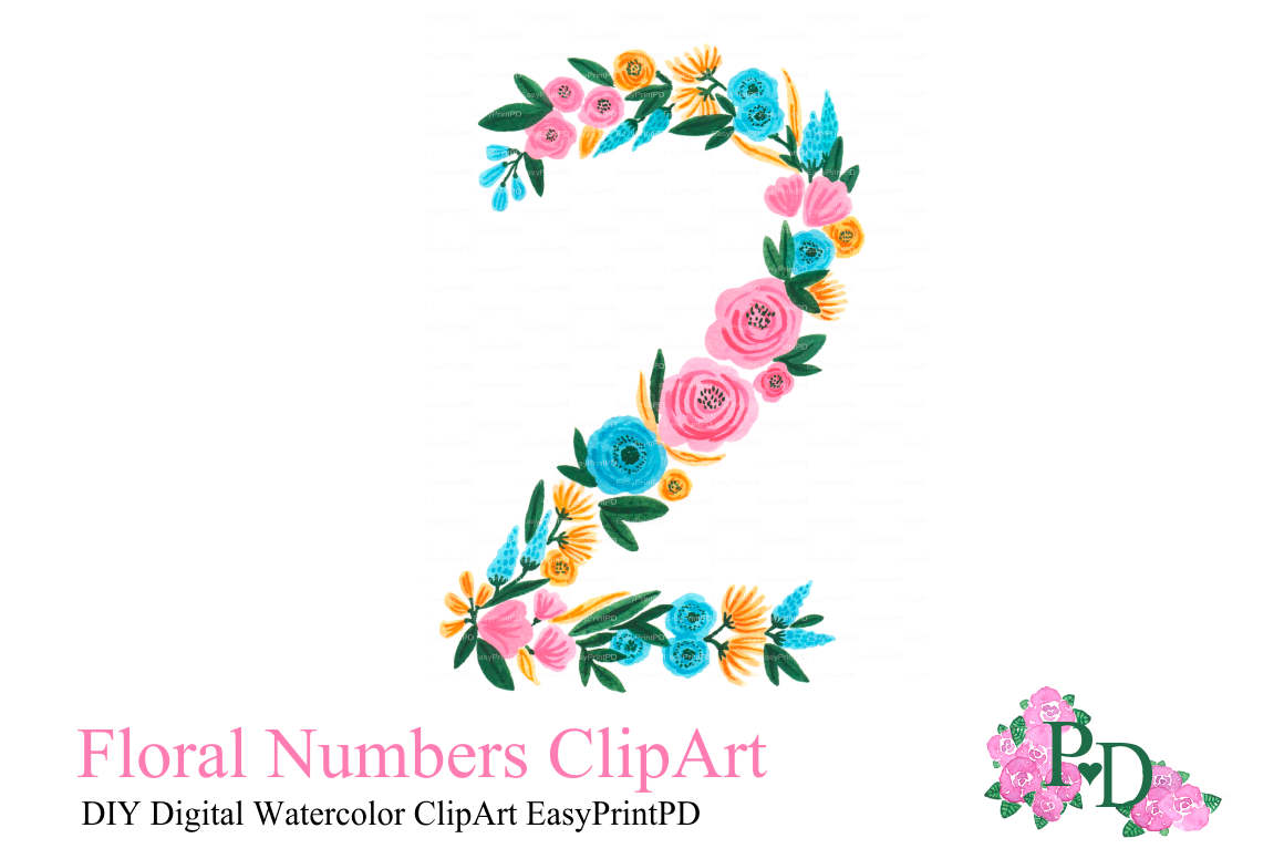 Floral Number Two Clipart, a Decorative Illustration by Magic Story Studio