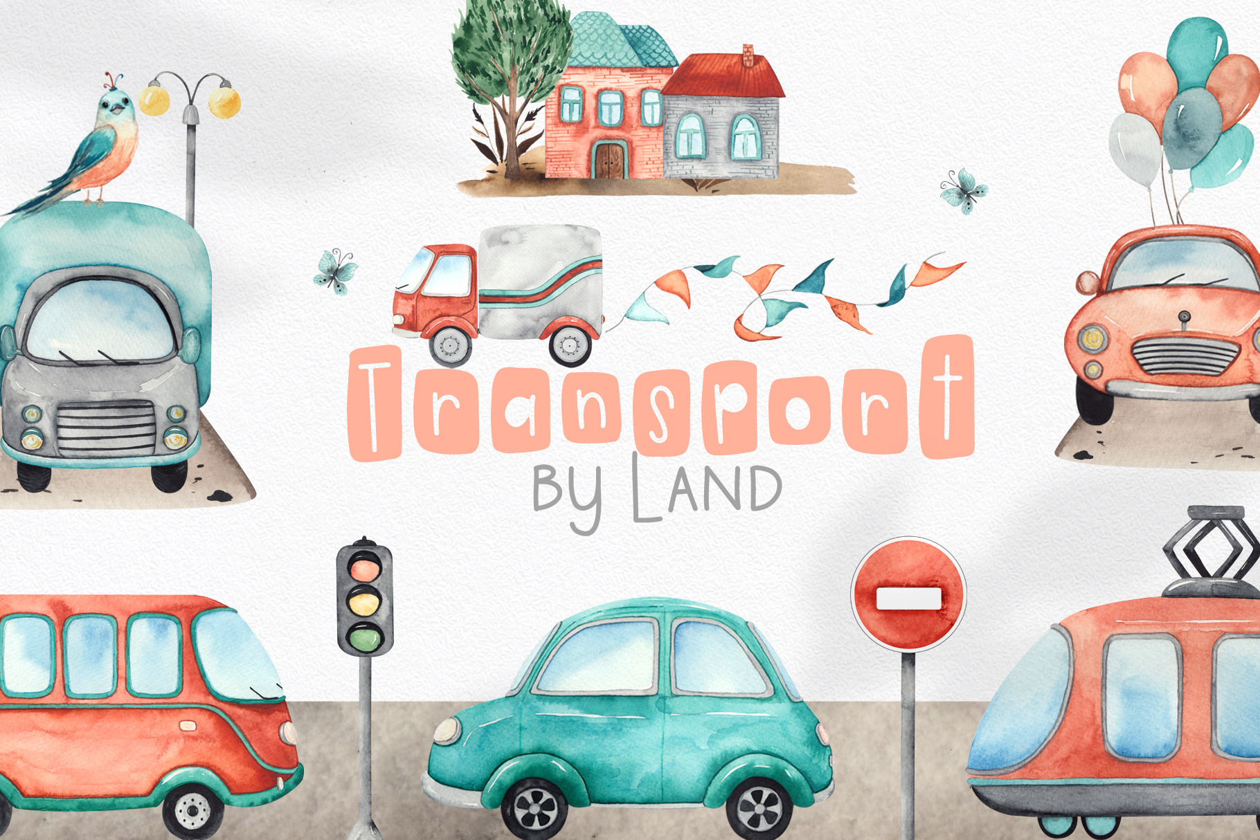 Watercolor Transport by land, an Object Graphic by Ana-Sakuta