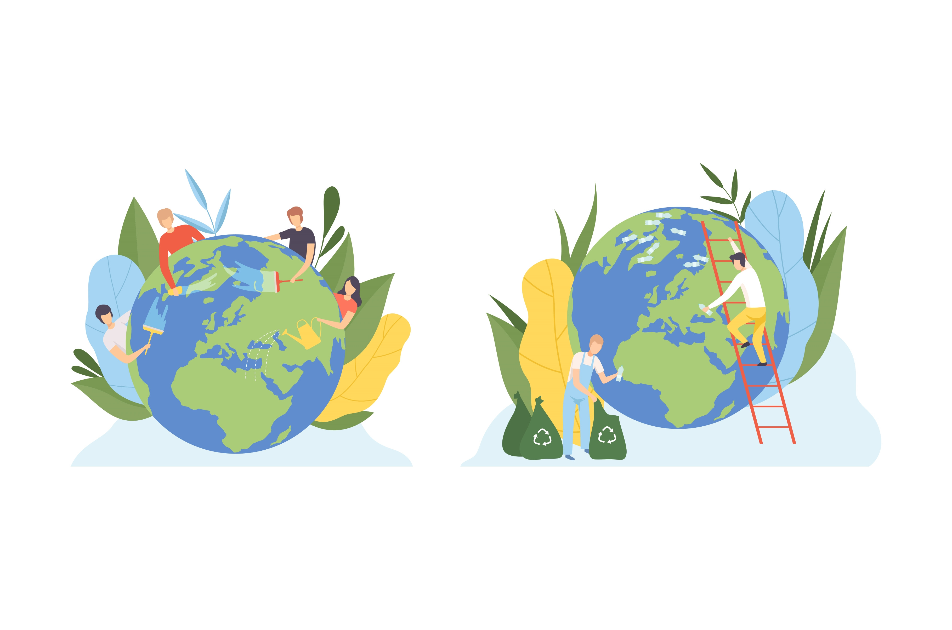 People Character Cleaning Earth | People Illustrations ~ Creative Market