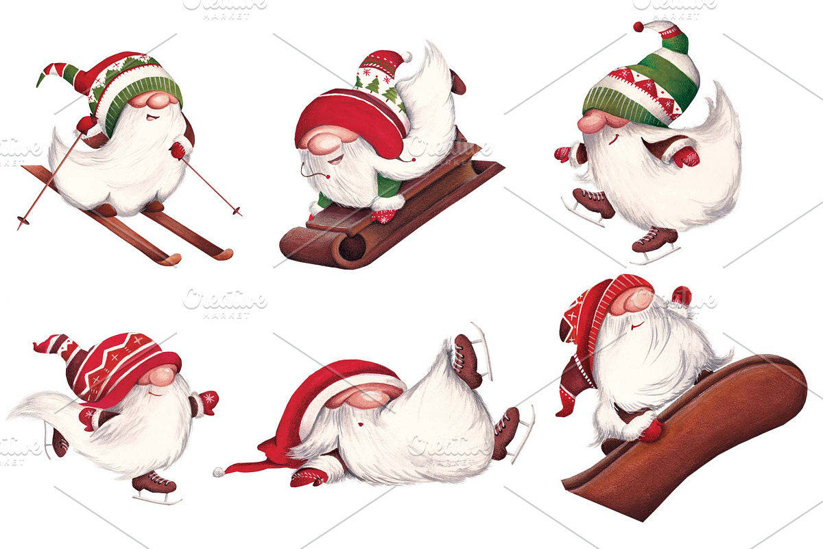 Playfull Winter Gnomes, a Seasonal Illustration by Breezy Avenue