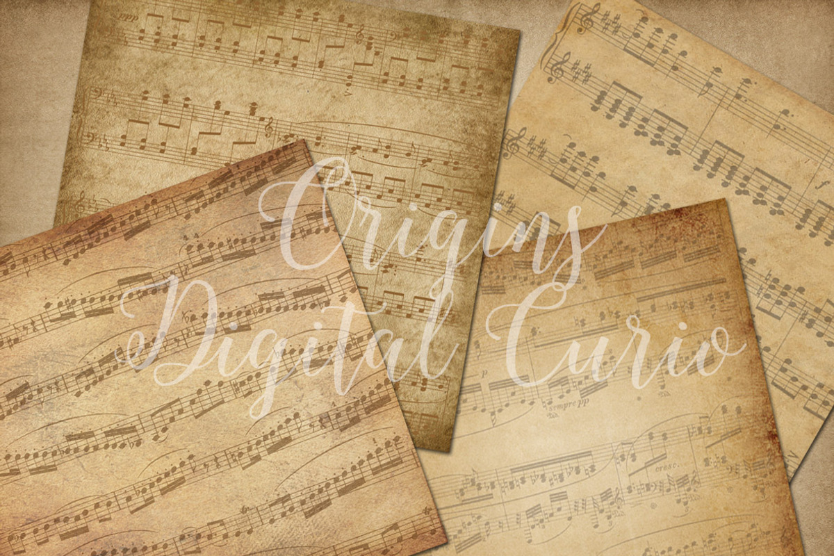 Vintage Sheet Music Digital Paper, a Texture Graphic by Digital Curio
