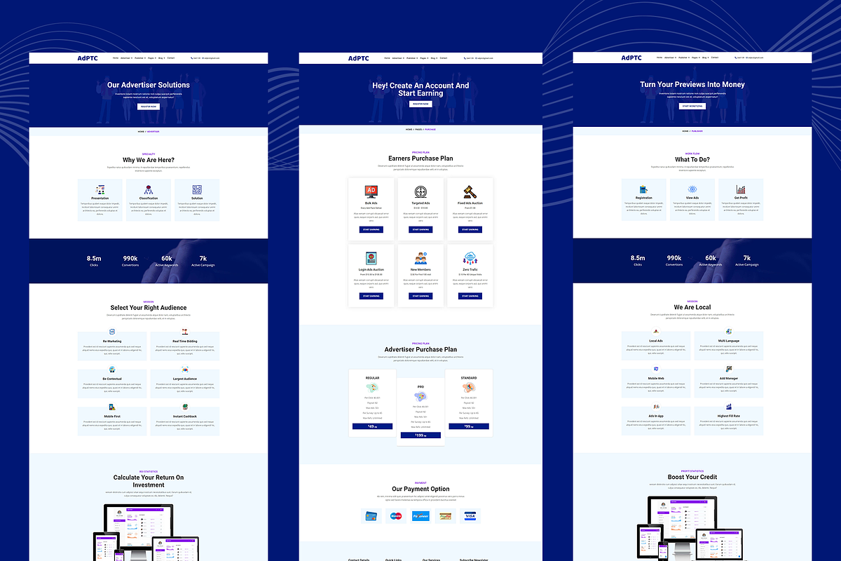 AdPTC - Ad Market PTC HTML Template | adptc, ptc ad, ptc website ...