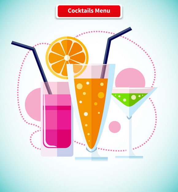 Cocktails Menu Variety of Beverages, a Food Illustration by robuart