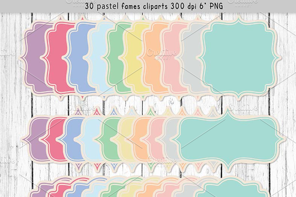 Cliparts pastel frames, an Illustration by burlapandlace