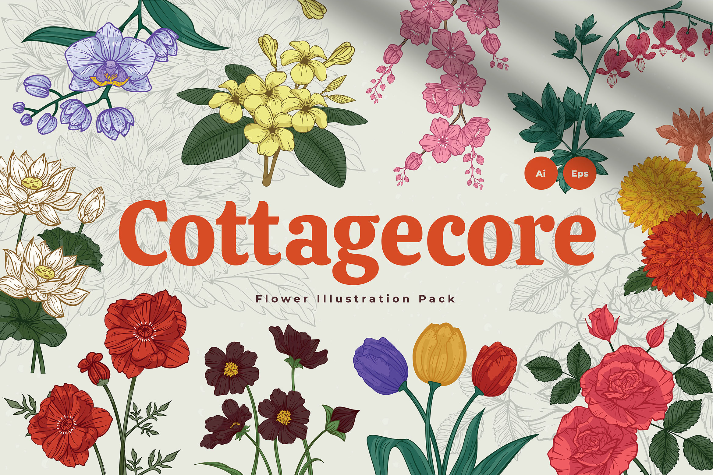 Cottagecore Flower Illustration Set, an Object Graphic by graphicook ...