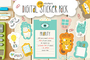 200+ Stickers, Icons, Words, Notes, an Animal Illustration by Nursery Art