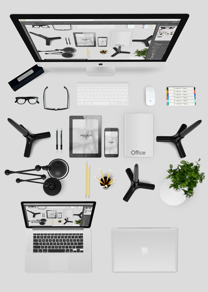 Minimal Bundle Office Desk, a Product Mockup by Graphictwister