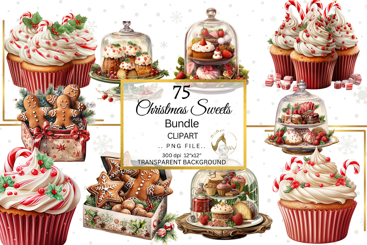 Christmas Sweets Clipart Bundle, a Food Illustration by NiiiNArt