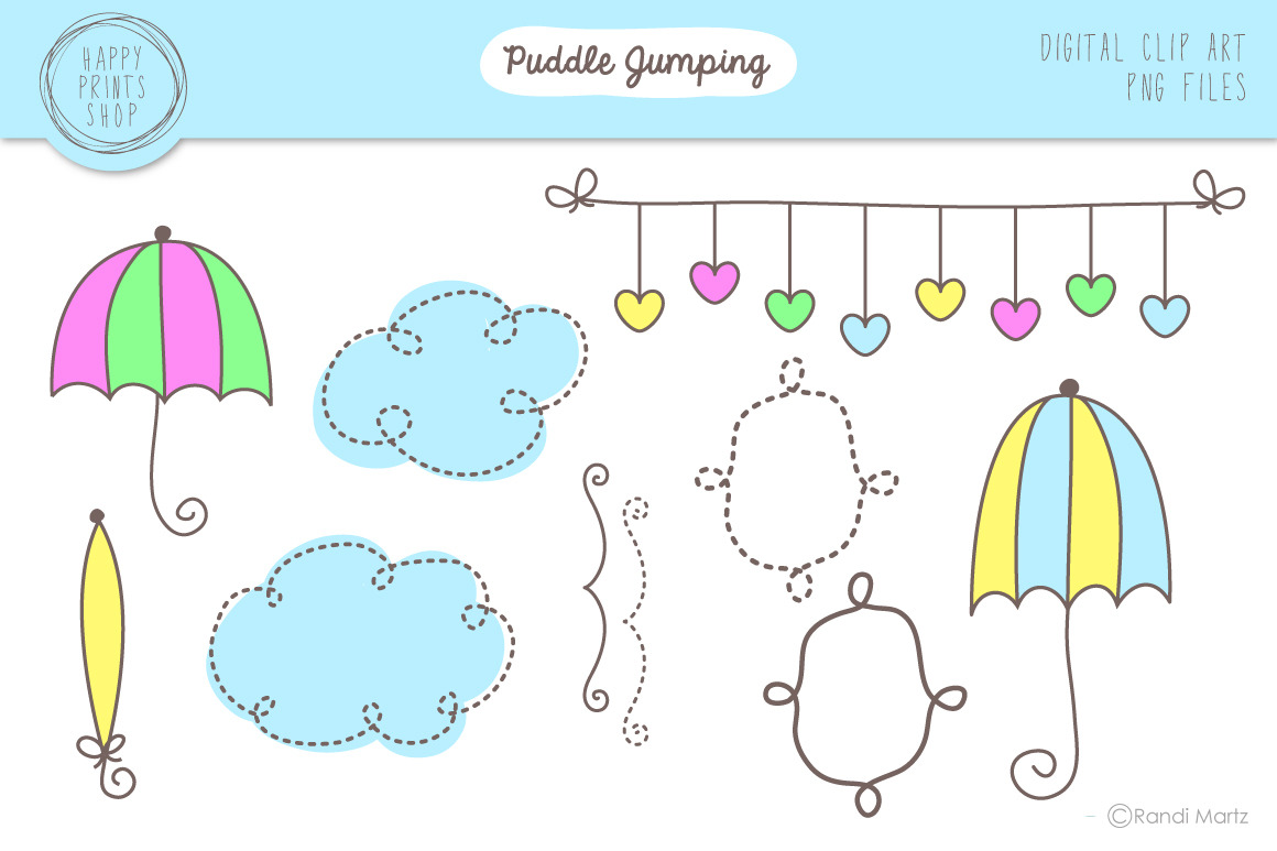 Rainy Day In Spring Clip Art, an Illustration by Happy Prints Shop