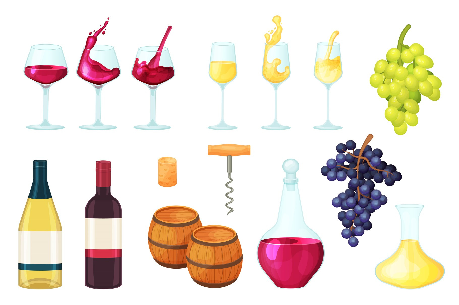 Cartoon wine vector illustration, a Food Illustration by VectorsBang