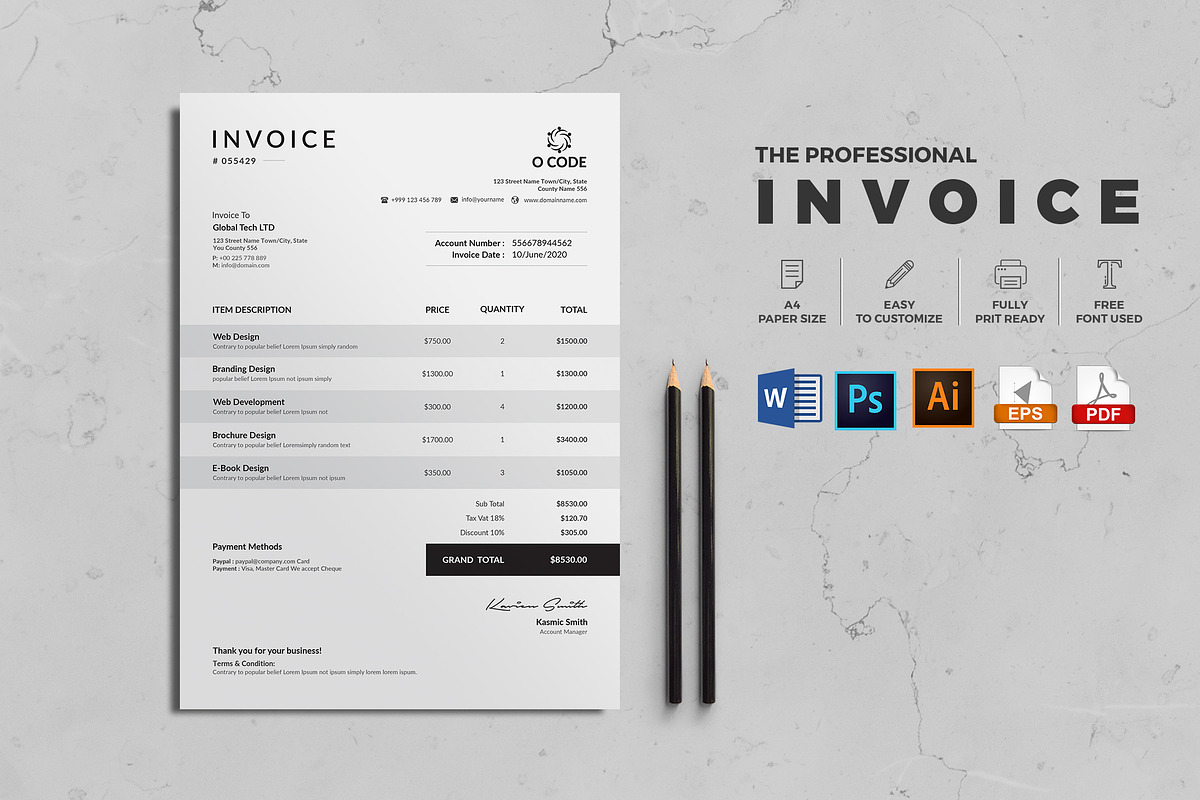 Invoice, a Stationery Template by Designs Bird