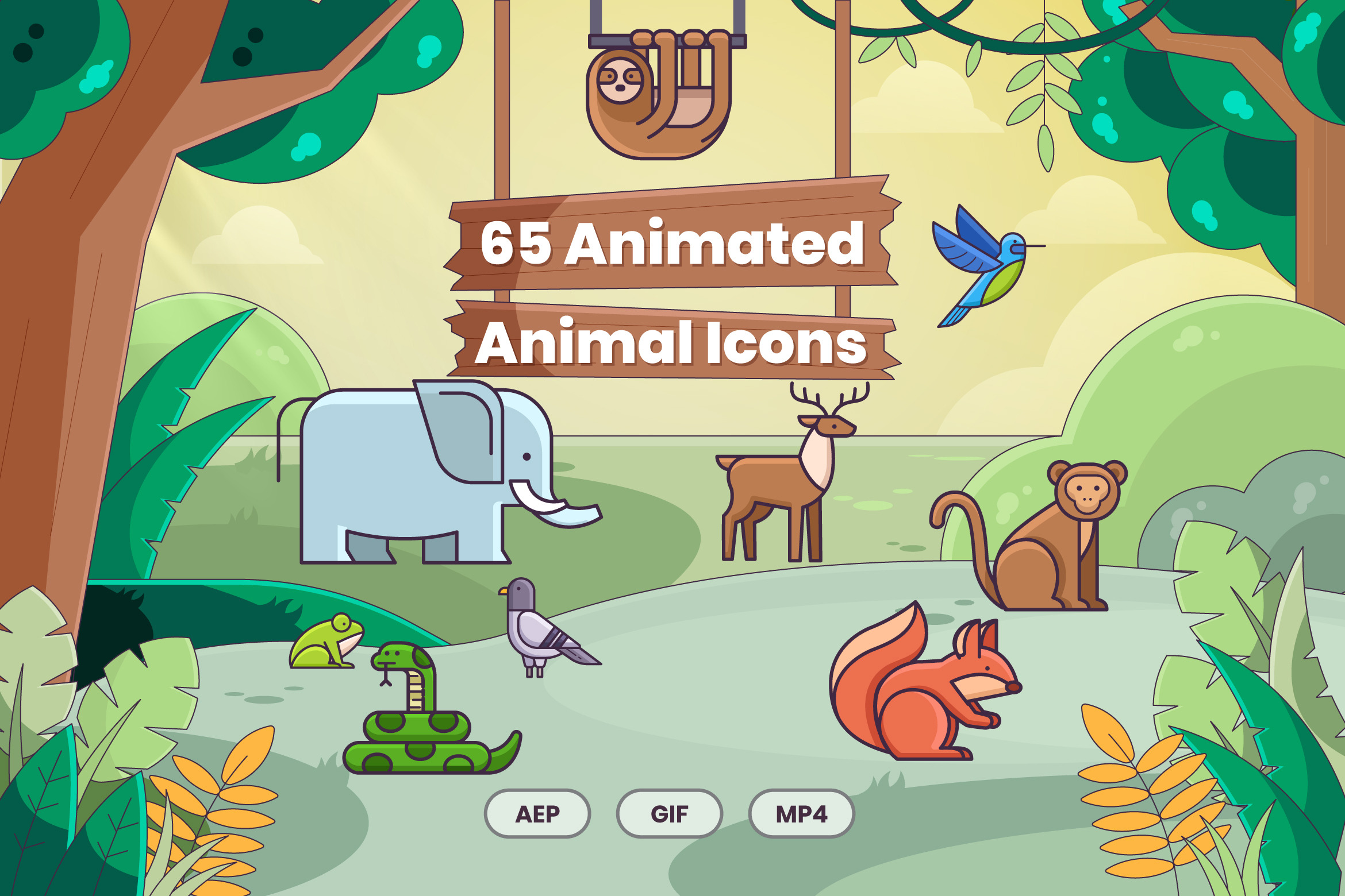 65 Animated Animal Icons, an Icon by Flat Icons