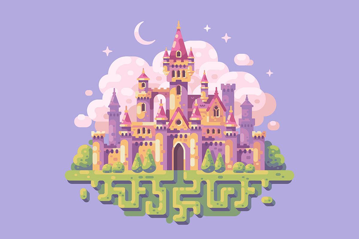 Fairytale princess castle, an Illustration by Ivan Dubovik