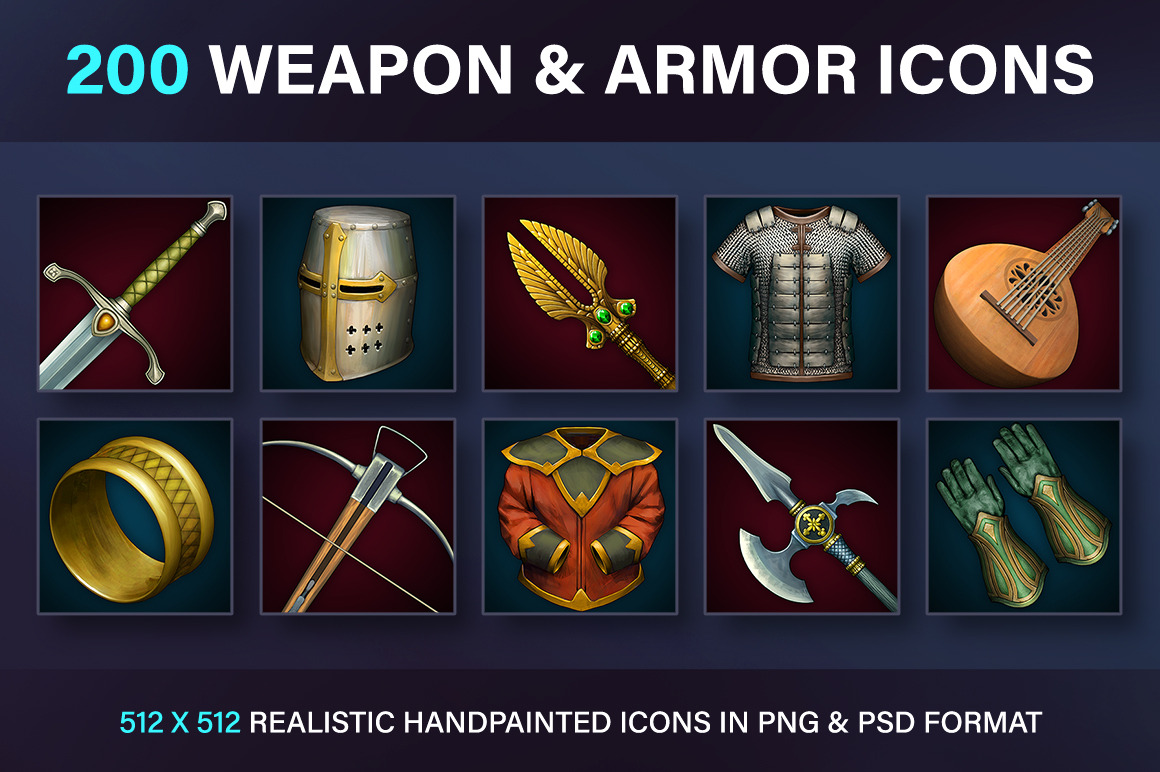 Weapon Armor And Equipment Icons, an Icon by Yusuf Artun