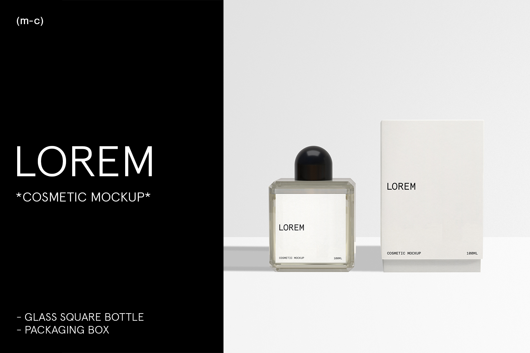 Cosmetic Mockup, LOREM-Square Bottle