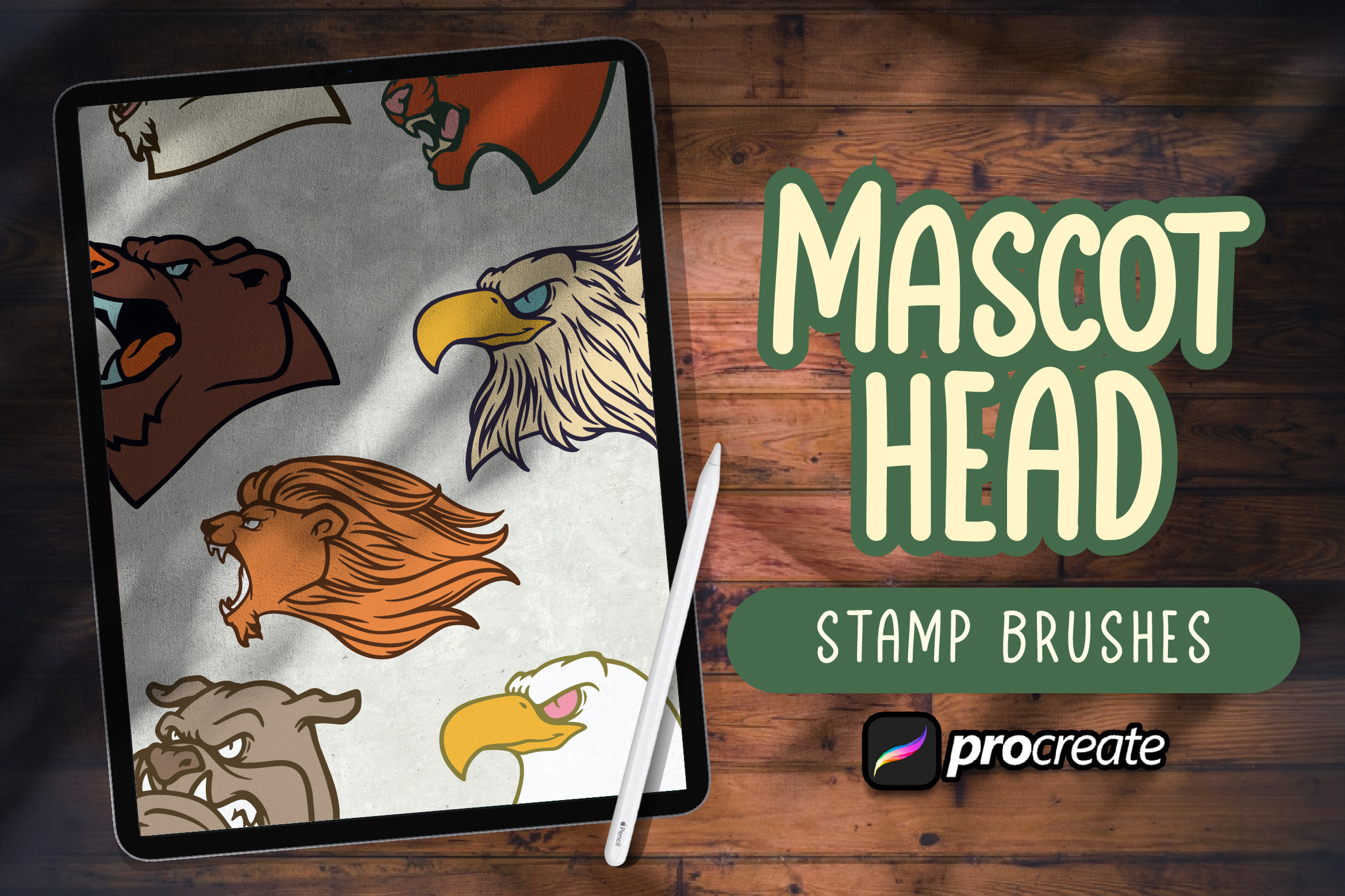 Mascot Head Stamp Brush Procreate, a Brush Add-On by dansdesign ...