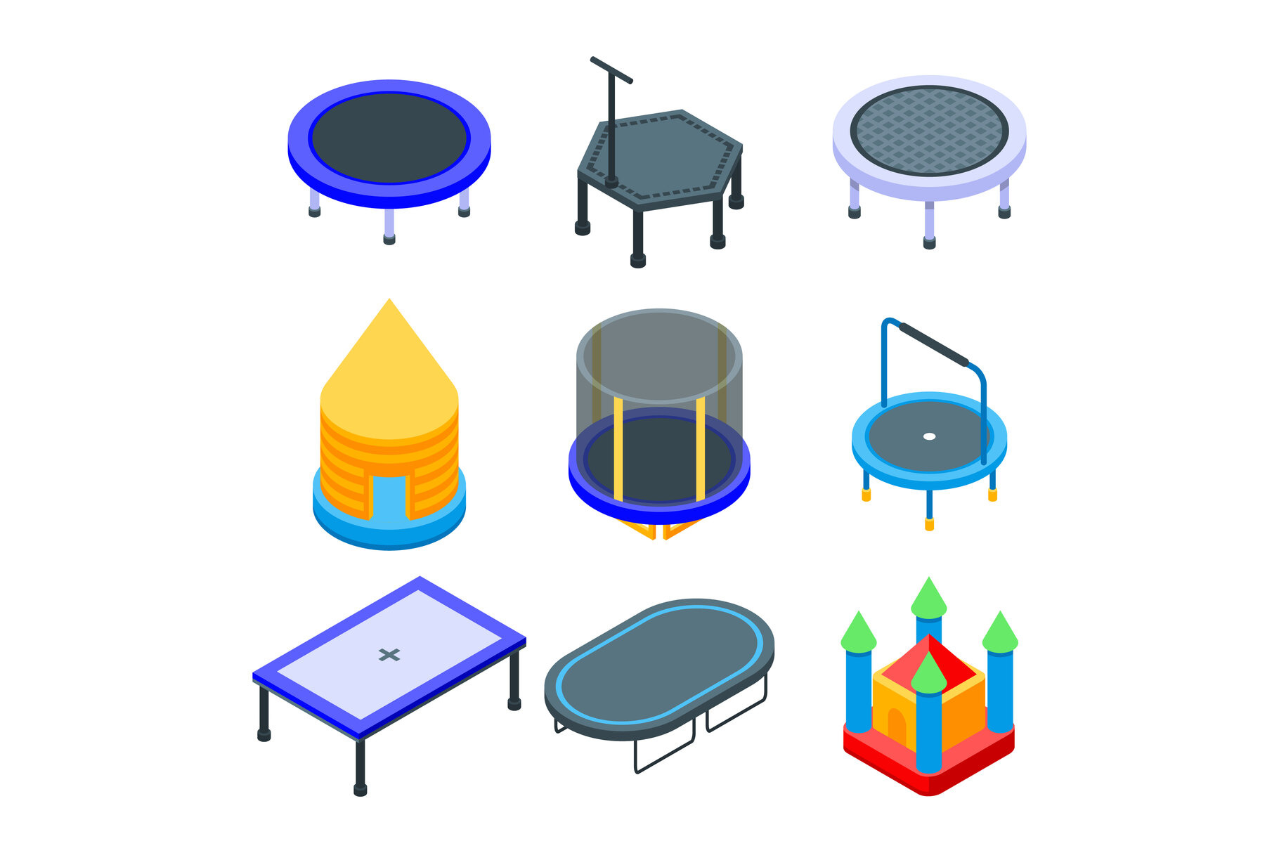 Trampoline icons set | Illustrations ~ Creative Market