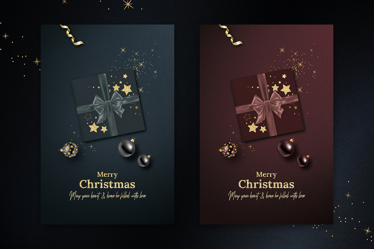 8 Gold Foil Christmas Cards, a Card Template by Imagination Area