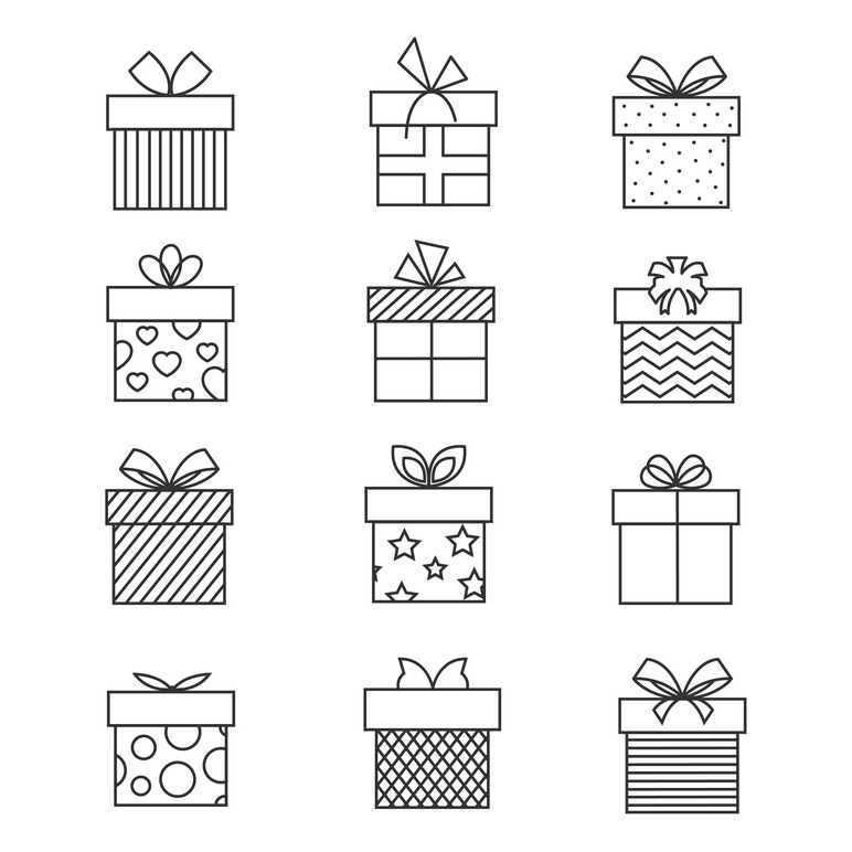 Gift boxes thin line icons, an Outline Icon by Microvector | Creative ...