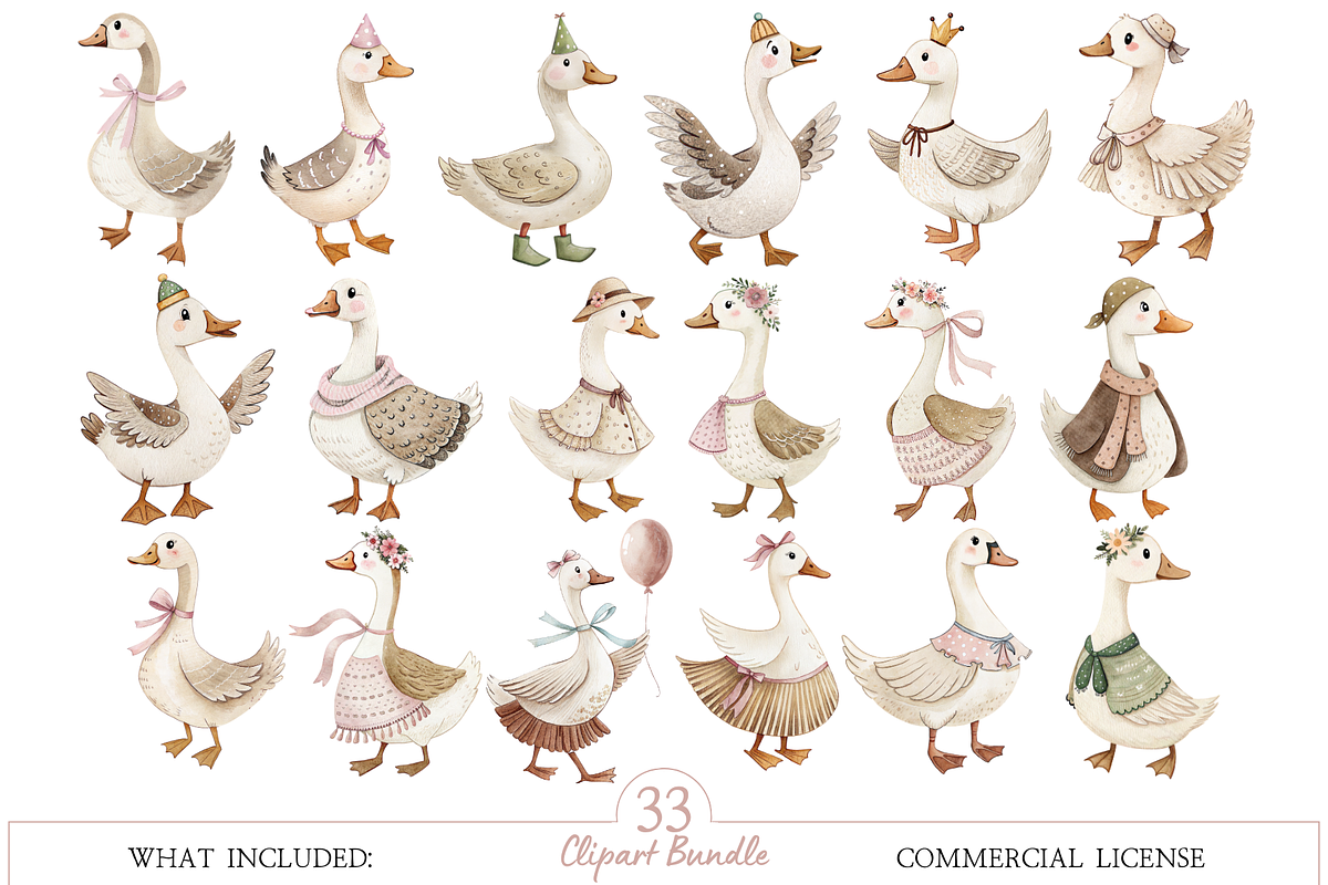 Silly Goose Clipart Bundle, an Illustration by MockupWizard