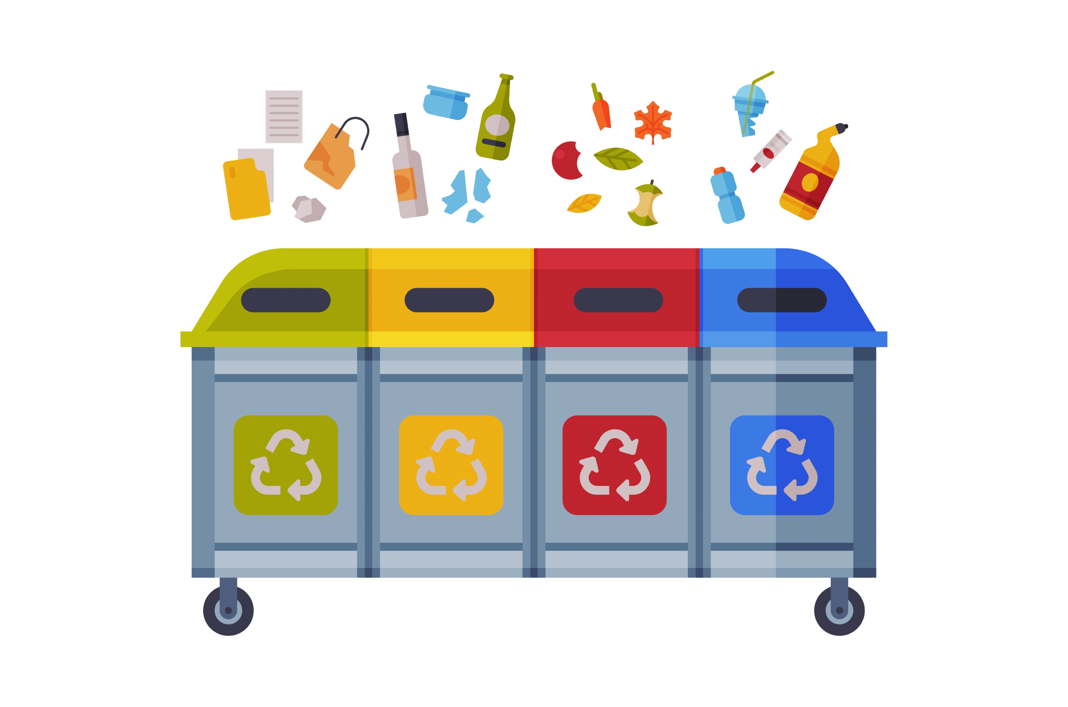 Waste Sorting, Different Trash Bins, an Illustration by TopVectors