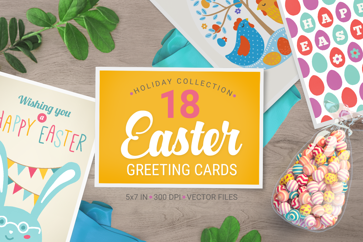 18 Easter Greeting Cards, a Decorative Illustration by miumiu