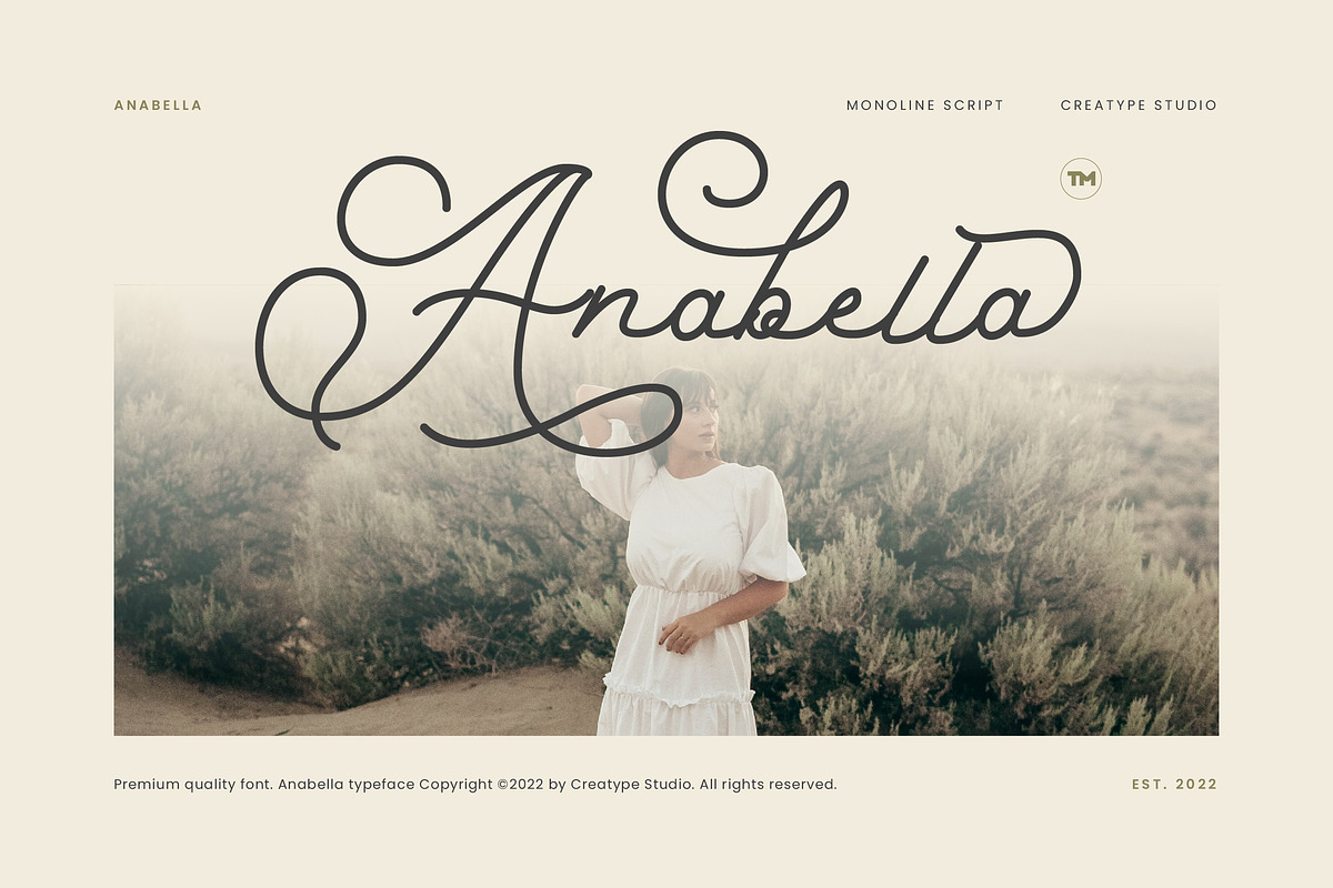 Anabella Monoline Script, a Script Font by Creatype Studio