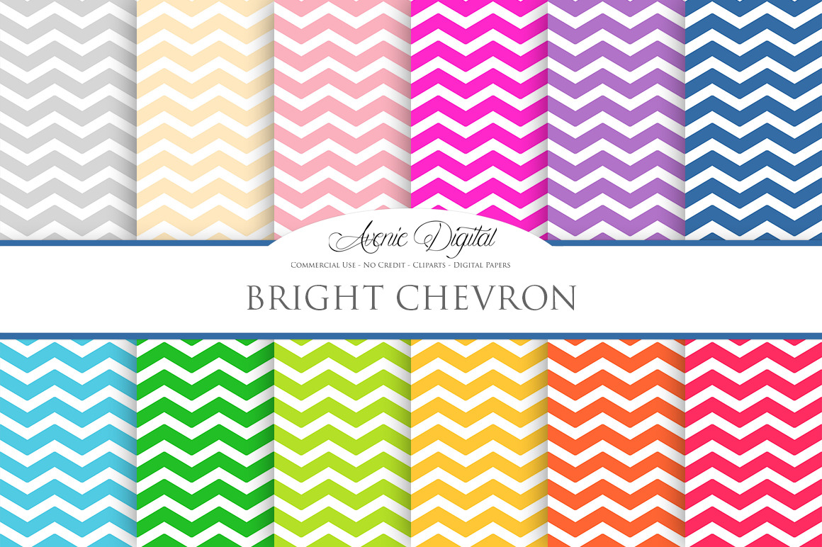Bright Chevron Digital Paper, a Pattern Graphic by Avenie Digital