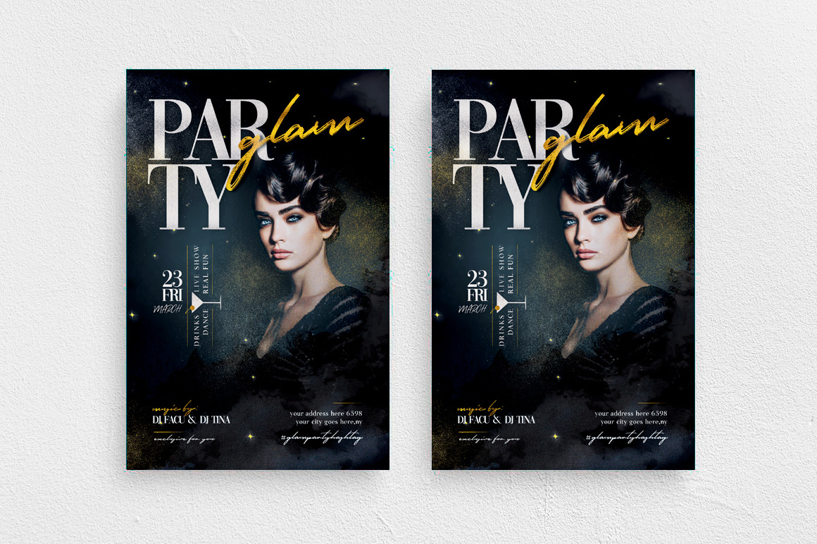 Glam Party Flyer Template, a Flyer Template by Touringxx Creative Studio
