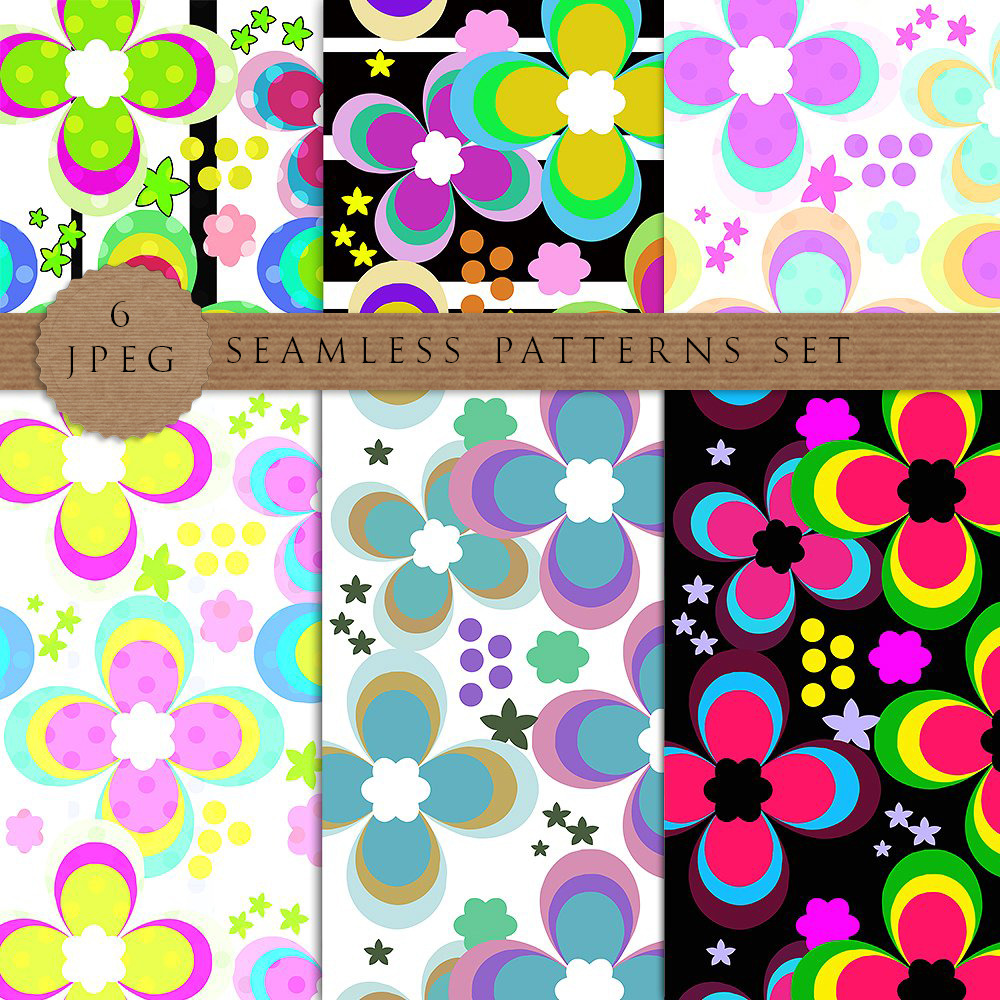 6 Multicolor patterns kids, a Pattern Graphic by Futurel