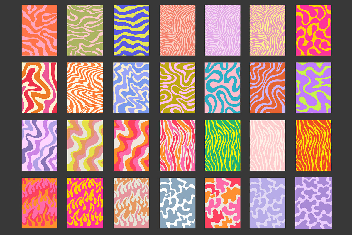 GROOVY PATTERNS. Y2K TEXTURES VECTOR