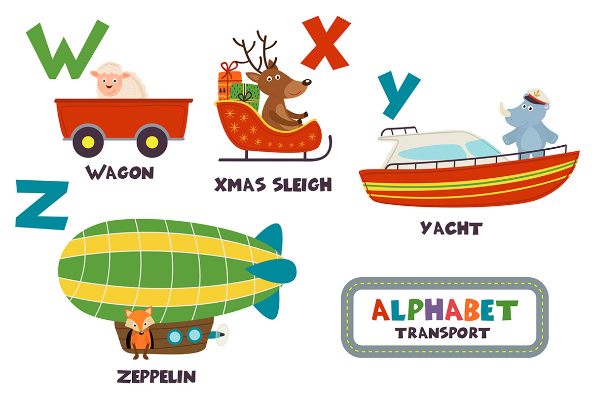 alphabet with transport and animals, an Animal Illustration by NataKa