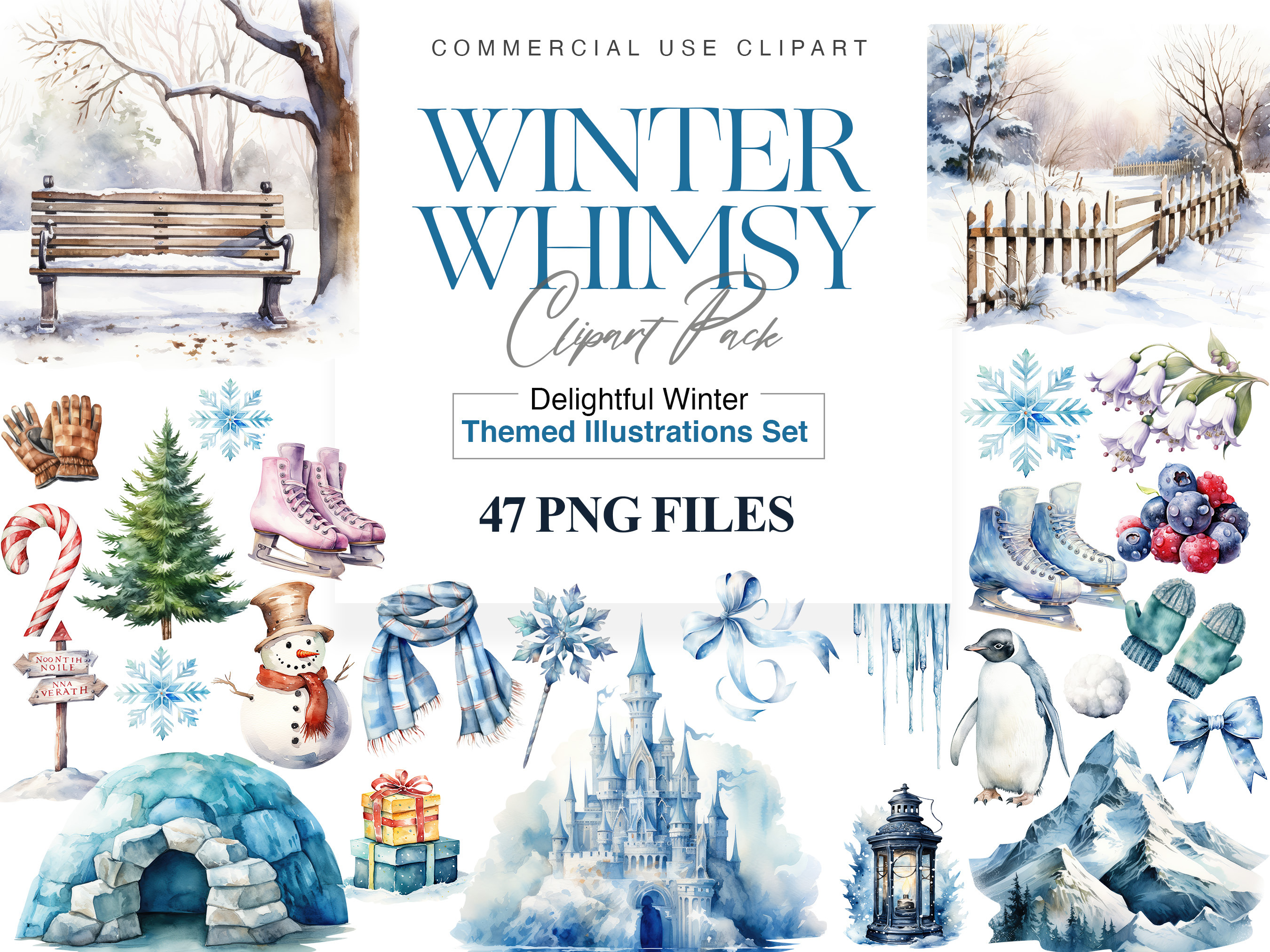 Watercolor Winter Clipart Pack