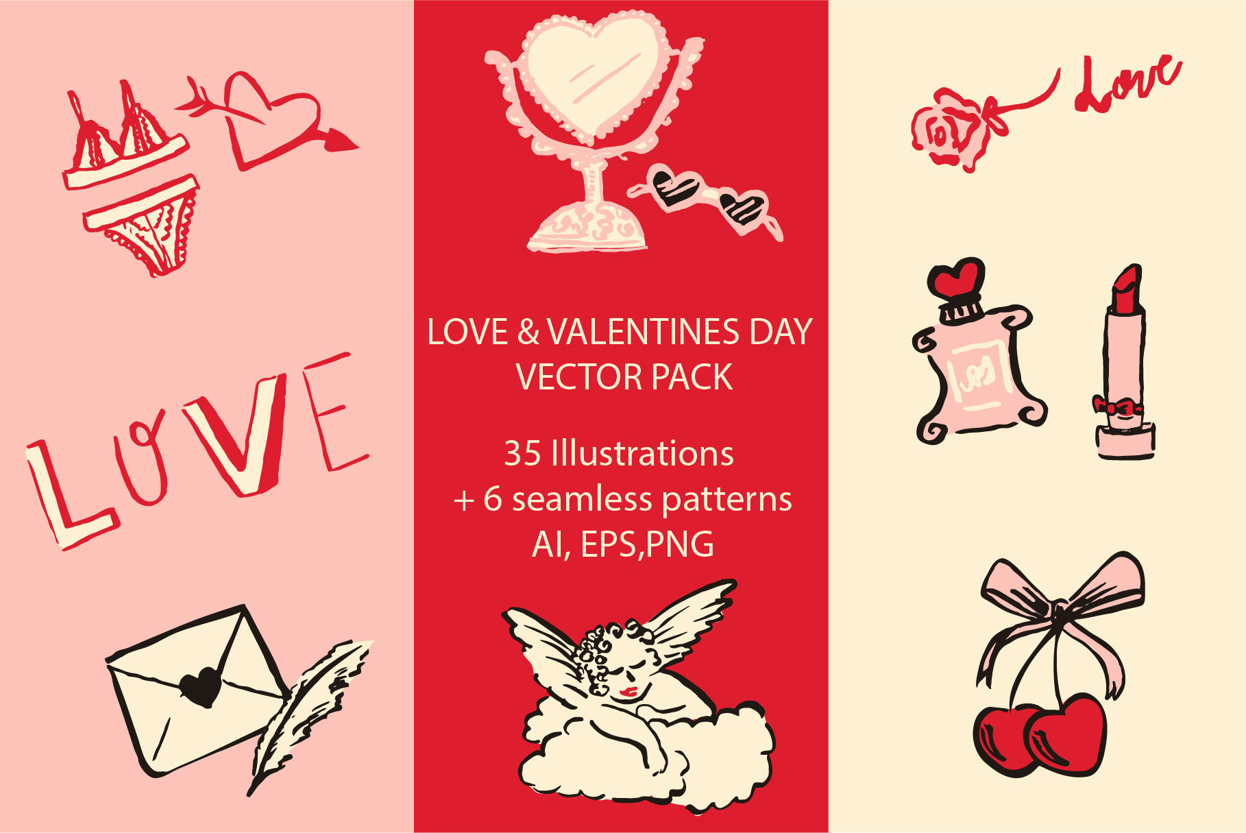 Hand draw Valentines day vectors, an Object Graphic by MayBay Studio