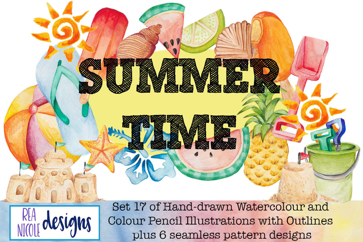 Summer Time Clip Art, an Illustration by Rea Nicole Designs