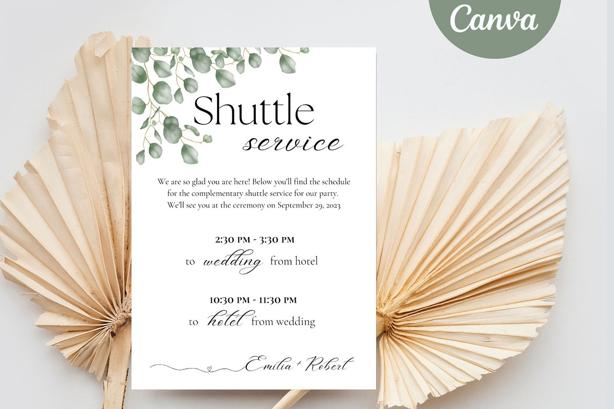 Wedding Shuttle service sign, a Card Template by EvaTemplates