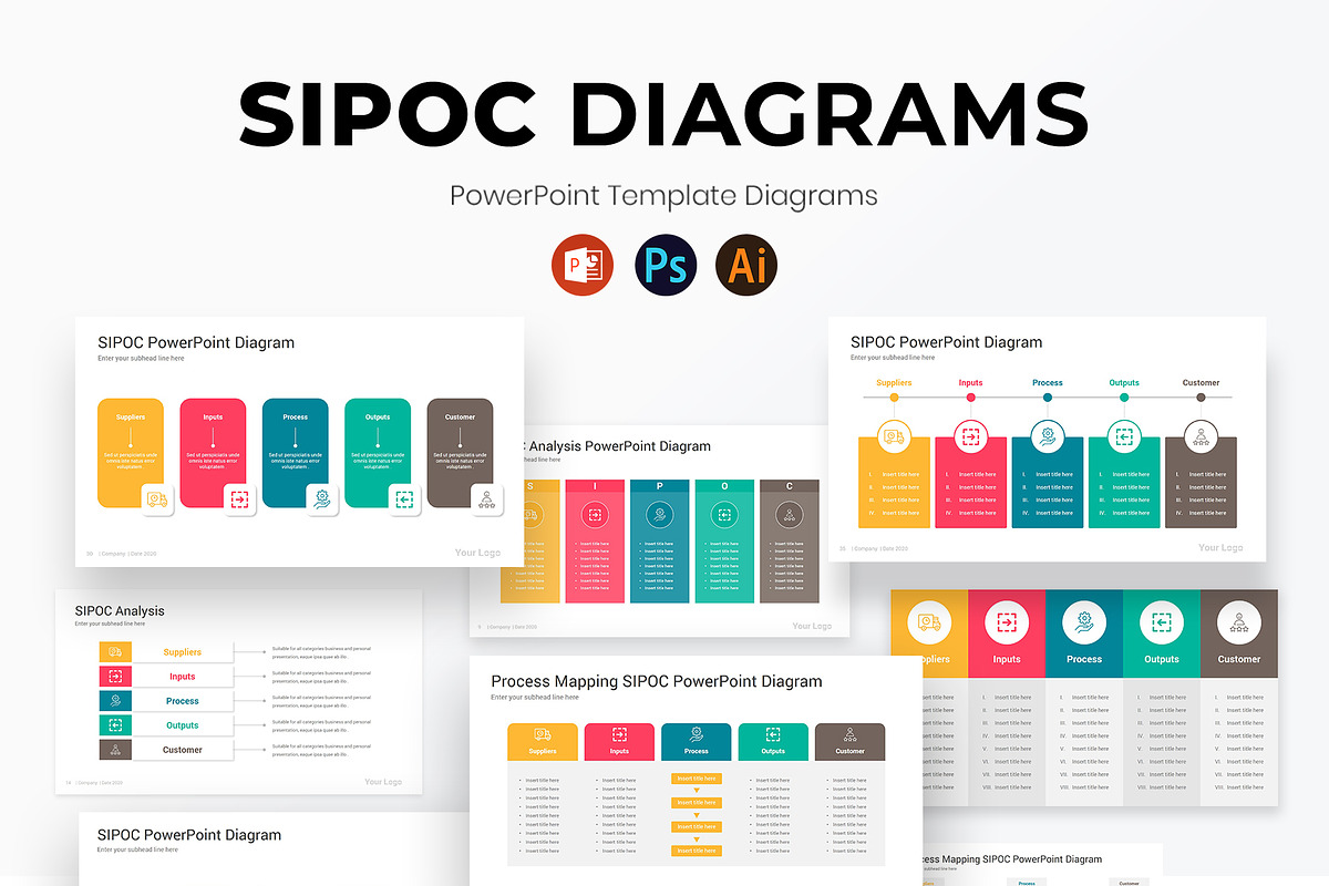 SIPOC Diagrams PowerPoint Template, a Presentation Template by SlideOne